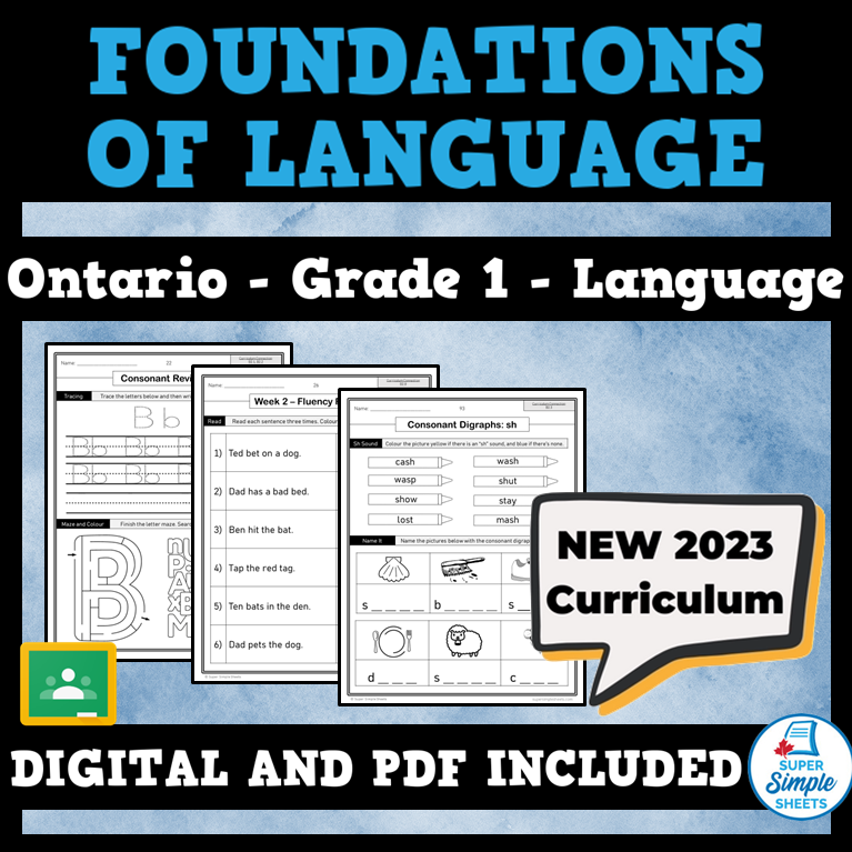 NEW 2023 Ontario Language - Grade 1 - Foundations of Language – Super ...