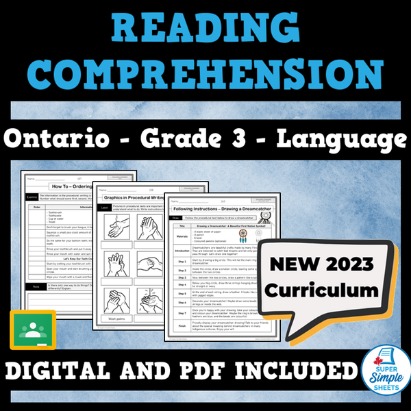 NEW 2023 Ontario Language - Grade 3 - Reading Comprehension – Super ...