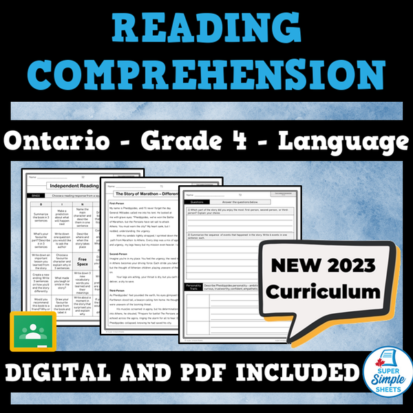 NEW 2023 Ontario Language - Grade 4 - Reading Comprehension – Super ...