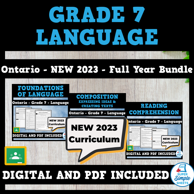 Ontario Grade 7 Language - FULL YEAR BUNDLE - NEW 2023 Curriculum ...