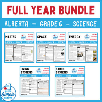 Science - Alberta Grade 6 - FULL YEAR BUNDLE – Super Simple Sheets