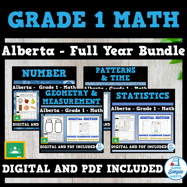 Grade 1 - Alberta Math - Full Year Bundle NEW 2022 – Super Simple Sheets