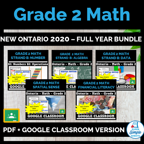 Grade 2 - Full Year Math Bundle - Ontario New 2020 Curriculum – Super ...