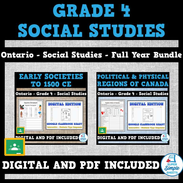 Ontario - Grade 4 - Social Studies - FULL YEAR BUNDLE - NEWLY UPDATED ...