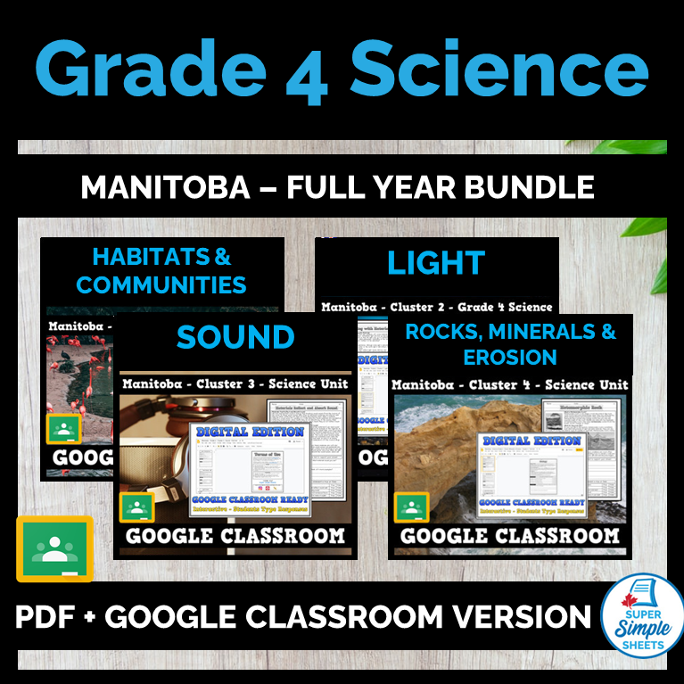 Science - Manitoba Grade 4 - Full Year Bundle – Super Simple Sheets