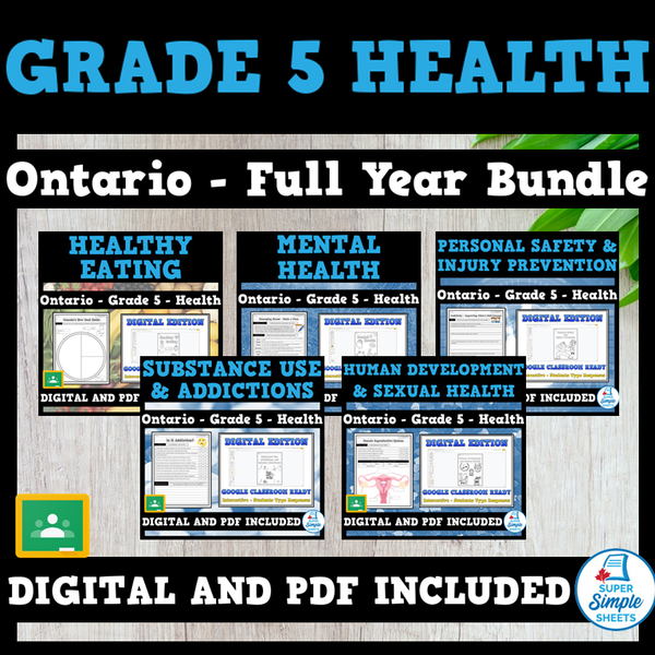 Ontario Grade 5 Health - Full Year Bundle – Super Simple Sheets