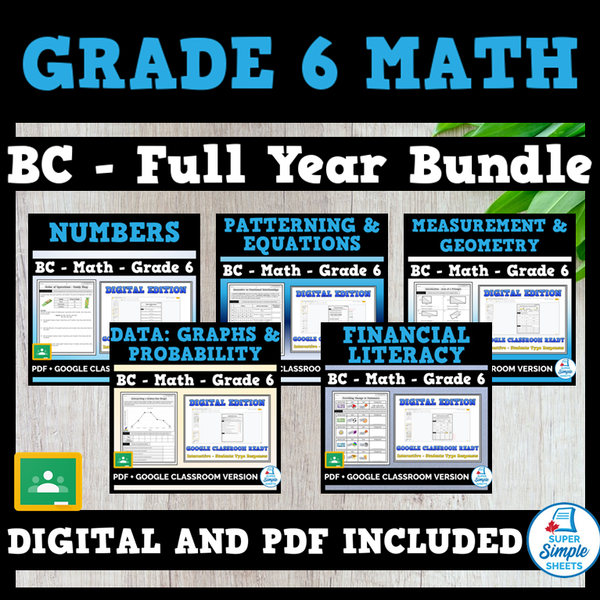 BC Grade 6 Math Full Year Bundle – Super Simple Sheets