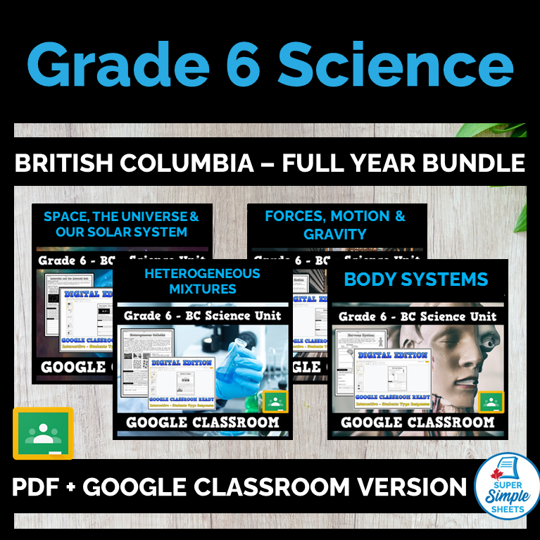 BC Grade 6 Science Full Year Bundle – Super Simple Sheets