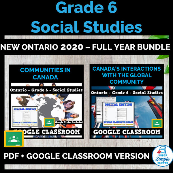 Ontario - Grade 6 - Social Studies - FULL YEAR BUNDLE – Super Simple Sheets