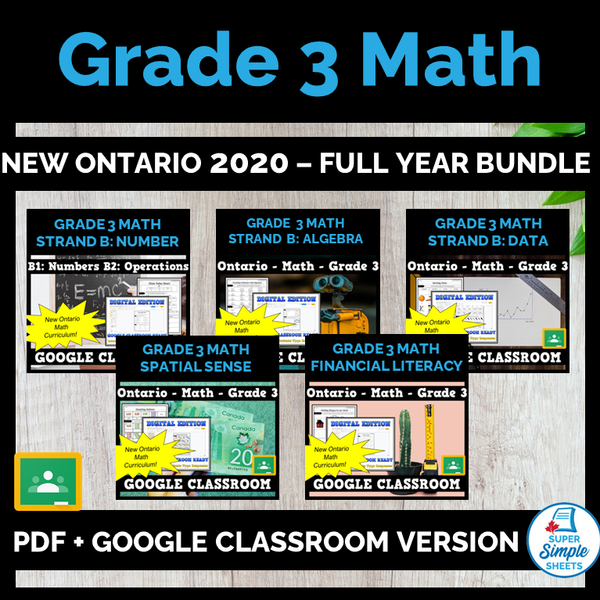 Grade 3 Full Year Math Bundle - Ontario New 2020 Curriculum – Super ...