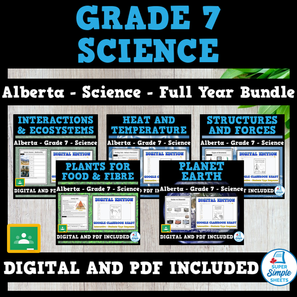 Alberta - Grade 7 Science - FULL YEAR BUNDLE – Super Simple Sheets