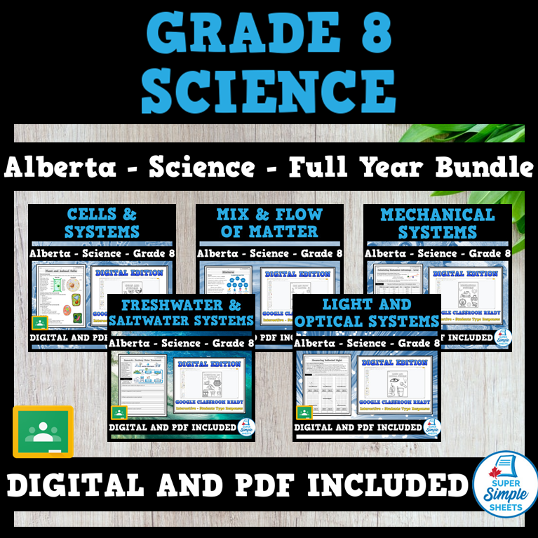 Alberta - Grade 8 Science - FULL YEAR BUNDLE – Super Simple Sheets