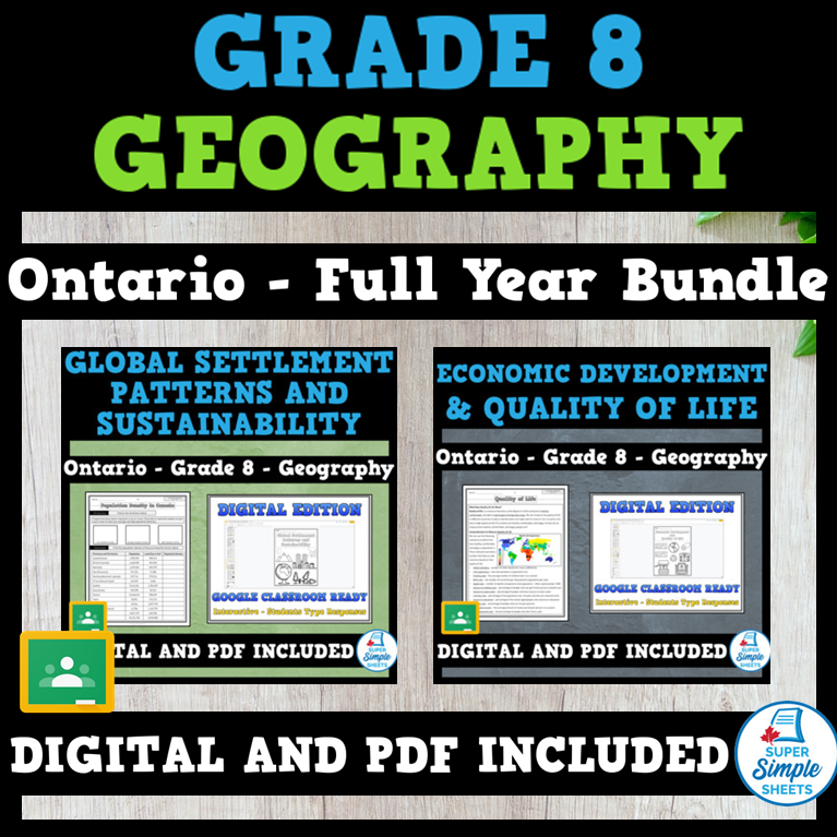 Ontario - Grade 8 - Social Studies - Geography - FULL YEAR BUNDLE ...