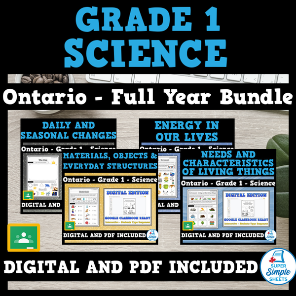 NEW 2022 CURRICULUM! Ontario - Grade 1 - Science - FULL YEAR BUNDLE ...