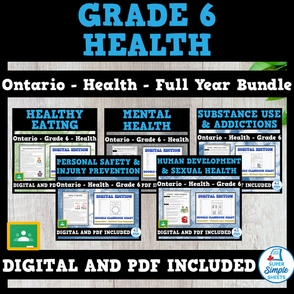 Ontario Grade 6 Health - Full Year Bundle – Super Simple Sheets