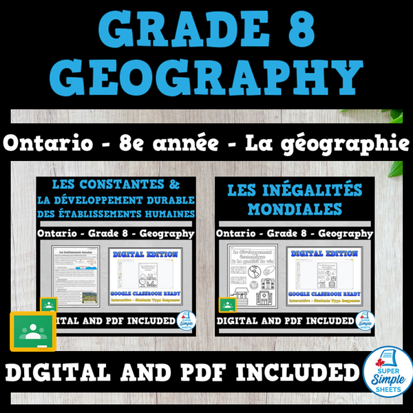 Ontario - Grade 8 - Social Studies - Geography - FULL YEAR BUNDLE - FR ...