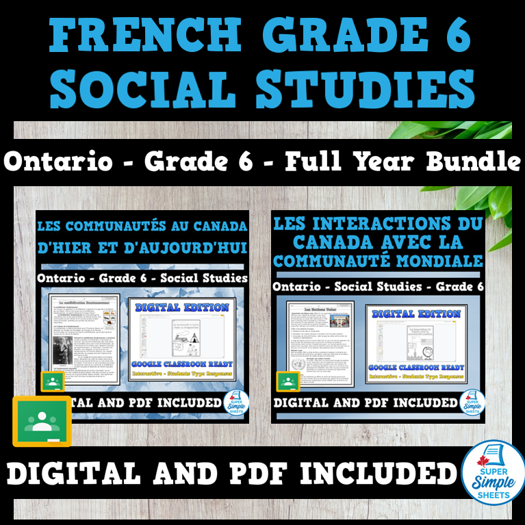Ontario Grade 6 Social Studies FRENCH Full Year Bundle – Super Simple ...