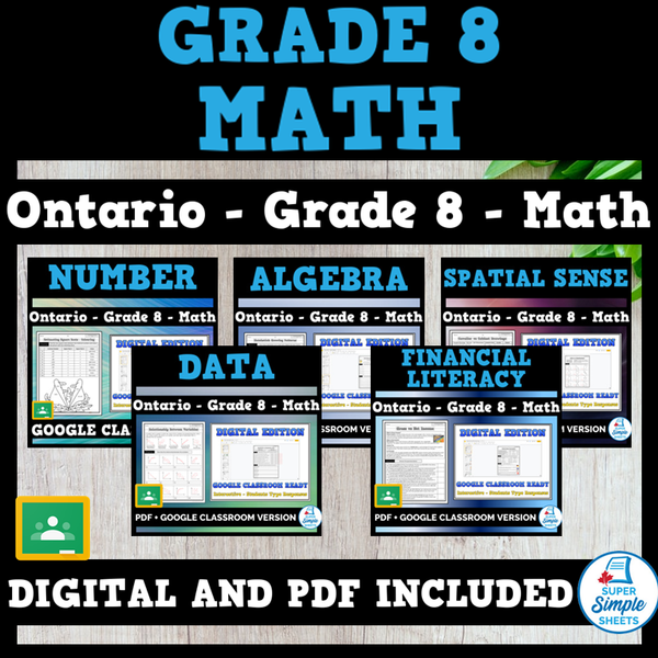 Ontario Grade 8 Math Full Year Bundle – Super Simple Sheets
